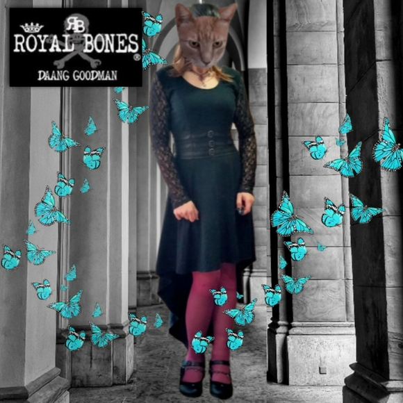 Royal Bones | Dresses | Royal Bones Black Lace Long Sleeved Hilow Dress ...